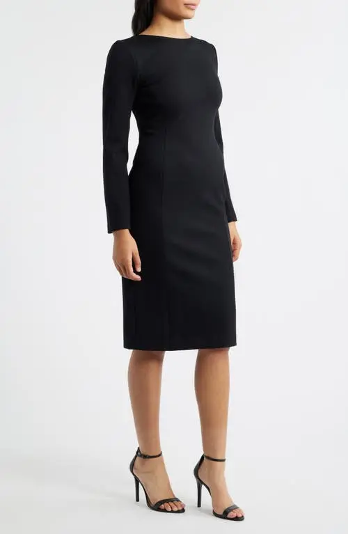 Spanx Long Sleeve Low Back Sheath Dress - Classic Black