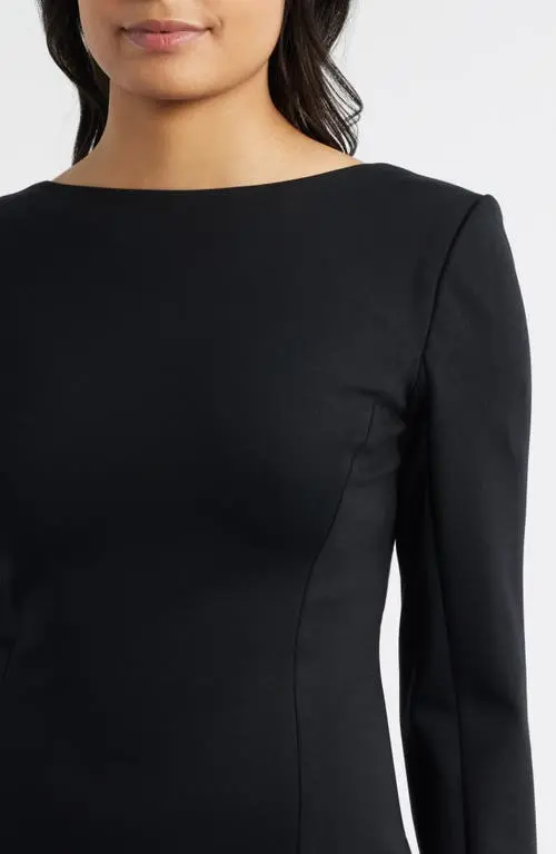 Spanx Long Sleeve Low Back Sheath Dress - Classic Black
