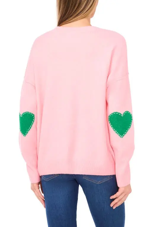 CECE DUPRAZ Heart Elbow Patch Crewneck Sweater