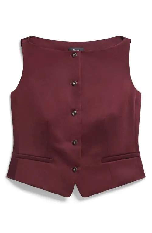 Theory Boat Neck Satin Vest - Dark Wine