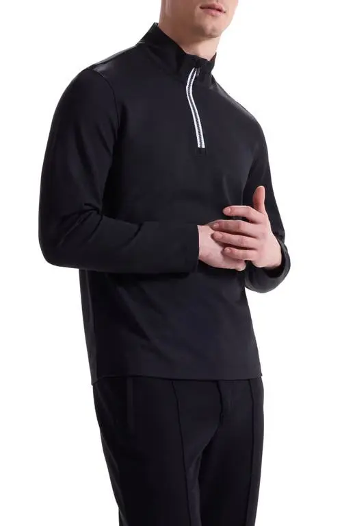 Bugatchi Solid Quarter Zip Pullover - Black