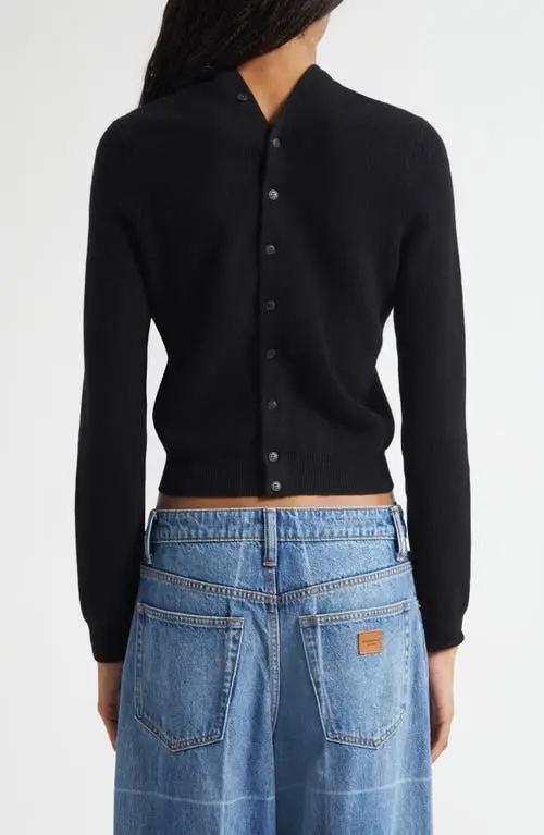 Alexander Wang Continuous Placket Crop Wool Blend Cardigan - Black