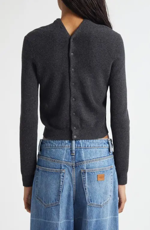 Alexander Wang Continuous Placket Crop Wool Blend Cardigan - Charcoal
