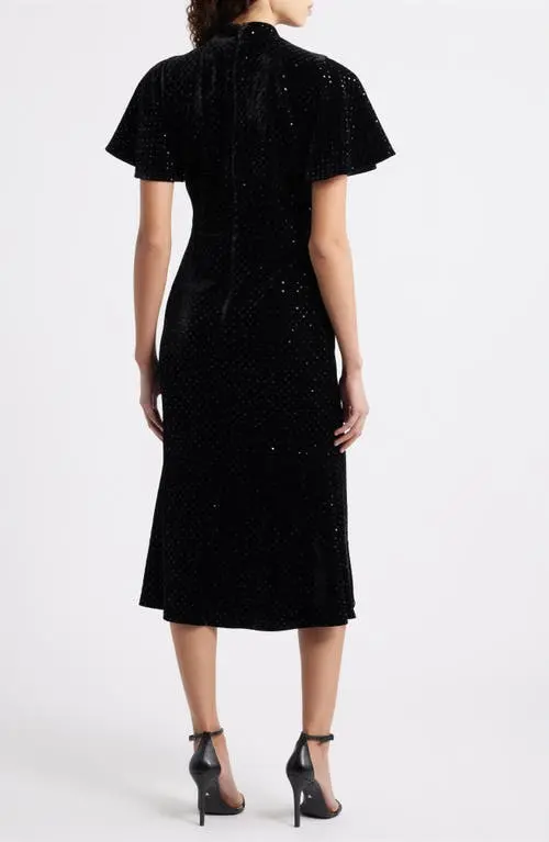 julia jordan velvet sequin dress Julia Jordan Velvet Sequin Long Sleeve Faux Wrap Dress