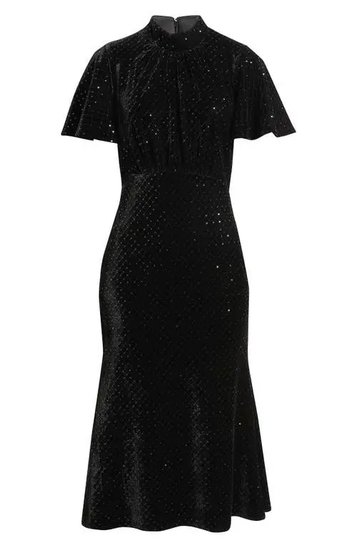 julia jordan velvet sequin dress Julia Jordan Sequined Long Sleeve Body-Con Dress in Black