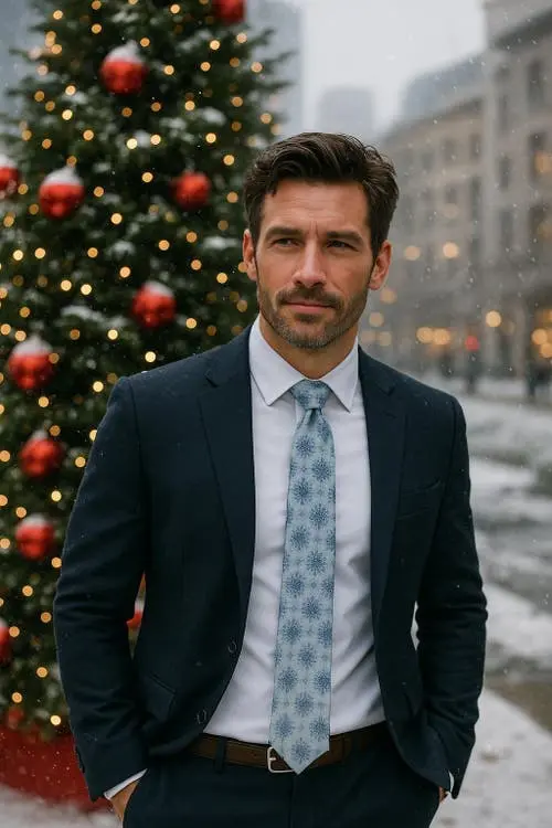 Trafalgar Clarence Snowflake Necktie - Light Blue