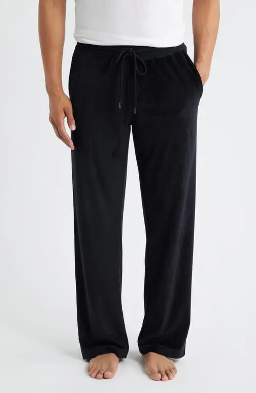 Daniel Buchler Velour Jacquard Pajama Pants - Black