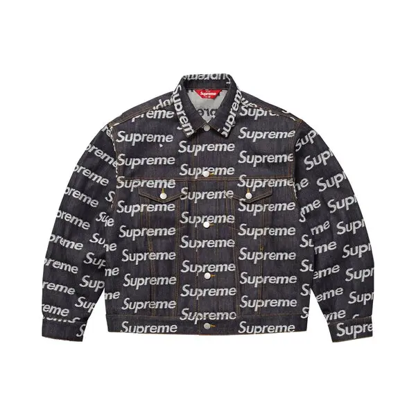 Supreme Jacquard Logos Denim Trucker Jacket