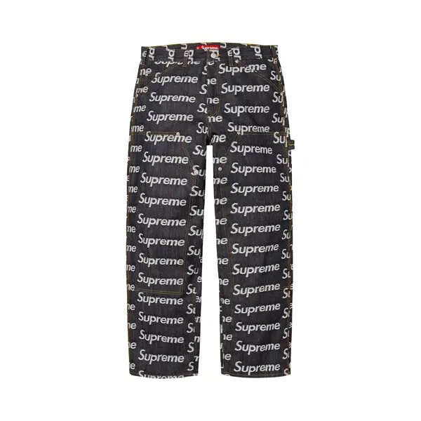 Supreme Jacquard Logos Double Knee Denim Painter Jean - Blue