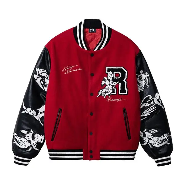 REVENGE X Kosuke Kawamura Embroidered Varsity Jacket - Red