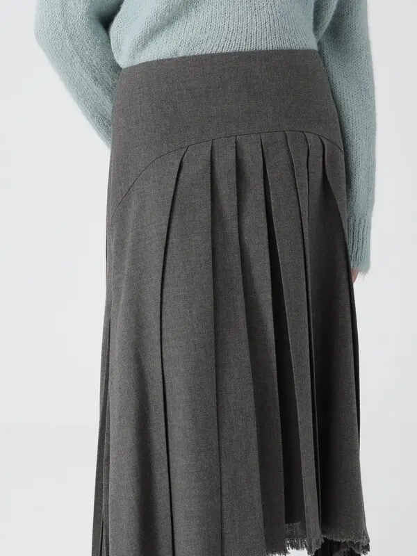 JIL SANDER Pleated Skirt With Raw Edge Hem - Grey