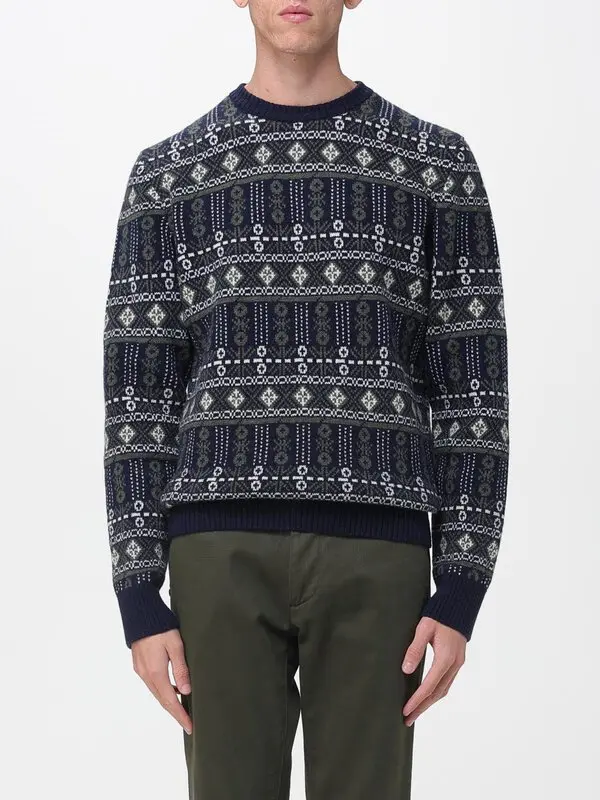 Barbour Geometric Print Crew Neck Sweater - Blue