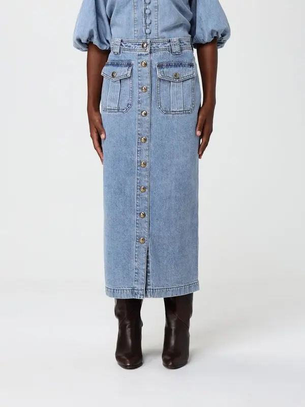 Zimmermann Button Detailed Denim Skirt