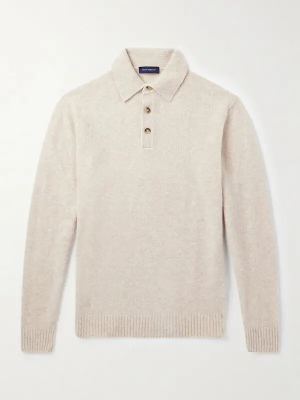 Thom Sweeney Brushed Cashmere-blend Polo Shirt