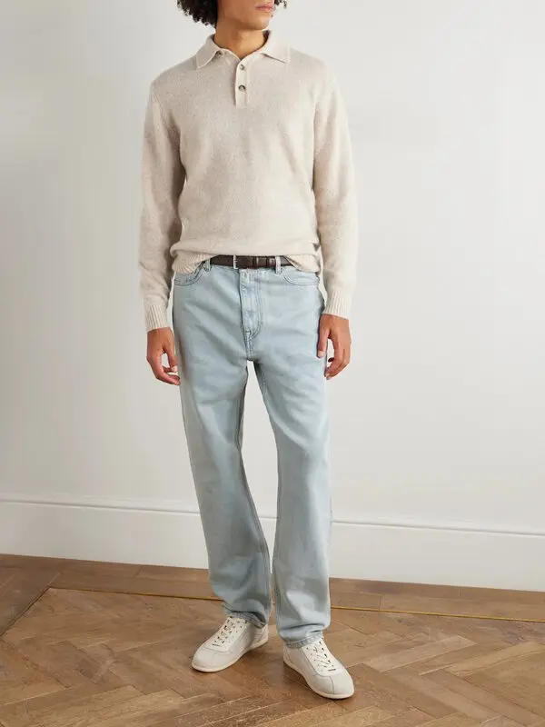 Thom Sweeney Brushed Cashmere-blend Polo Shirt