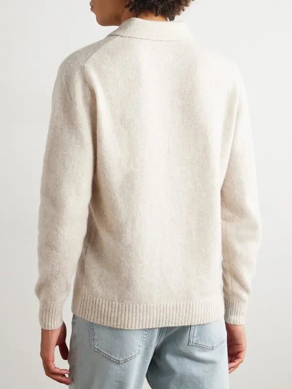 Thom Sweeney Brushed Cashmere-blend Polo Shirt