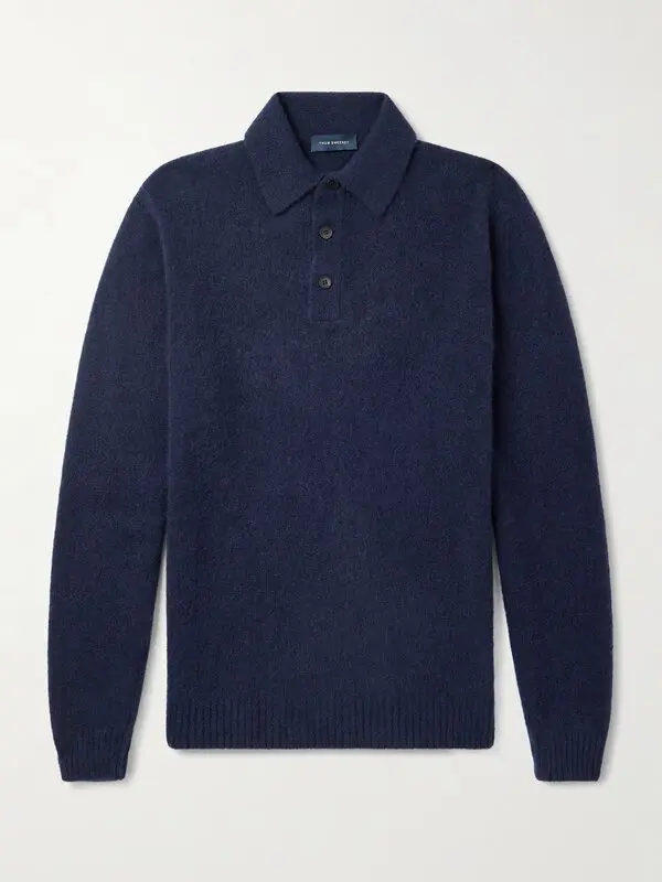 Thom Sweeney Brushed Cashmere-blend Polo Shirt