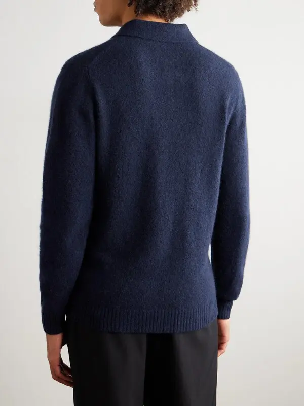 Thom Sweeney Brushed Cashmere-blend Polo Shirt