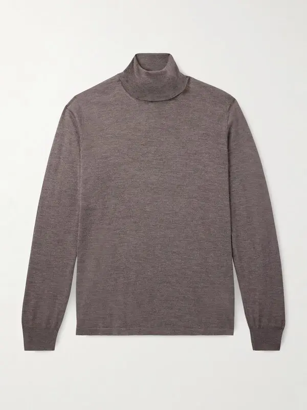 Thom Sweeney Cashmere And Silk-blend Rollneck Sweater - Brown