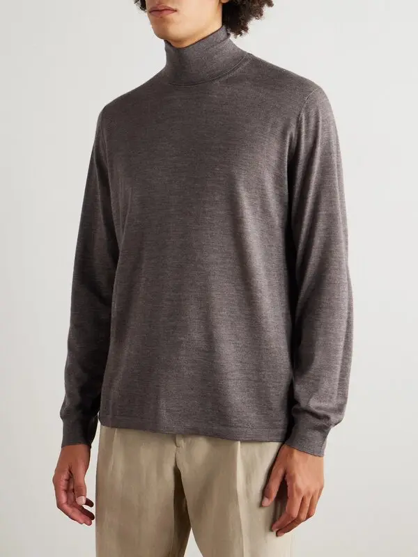 Thom Sweeney Cashmere And Silk-blend Rollneck Sweater - Brown