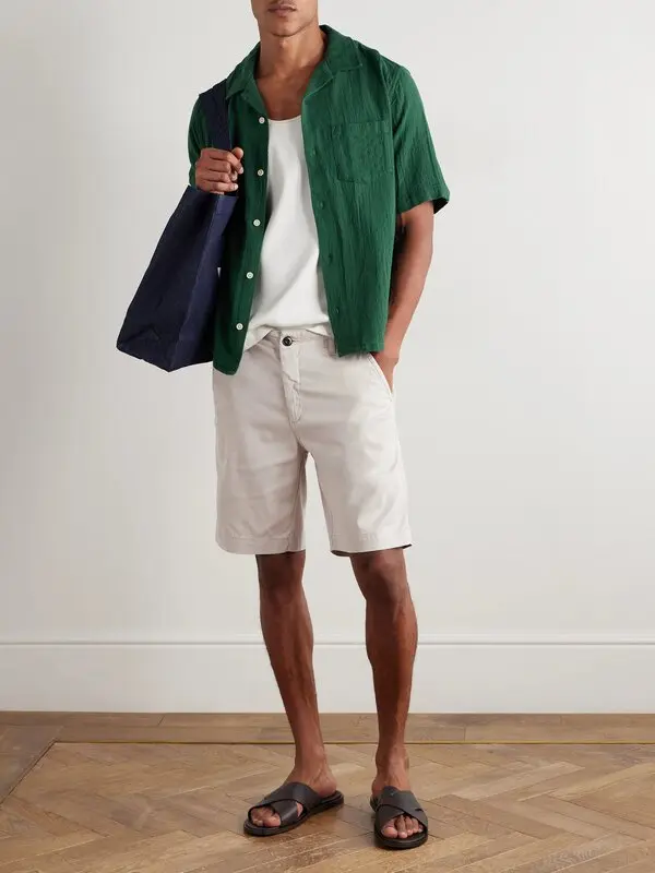 Vilebrequin Ponche Straight-leg Lyocell-blend Gabardine Shorts - Neutrals
