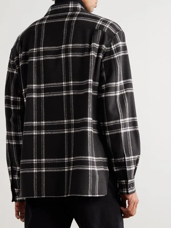 Ralph Lauren Purple Label Gable Checked Wool-flannel Shirt - Black