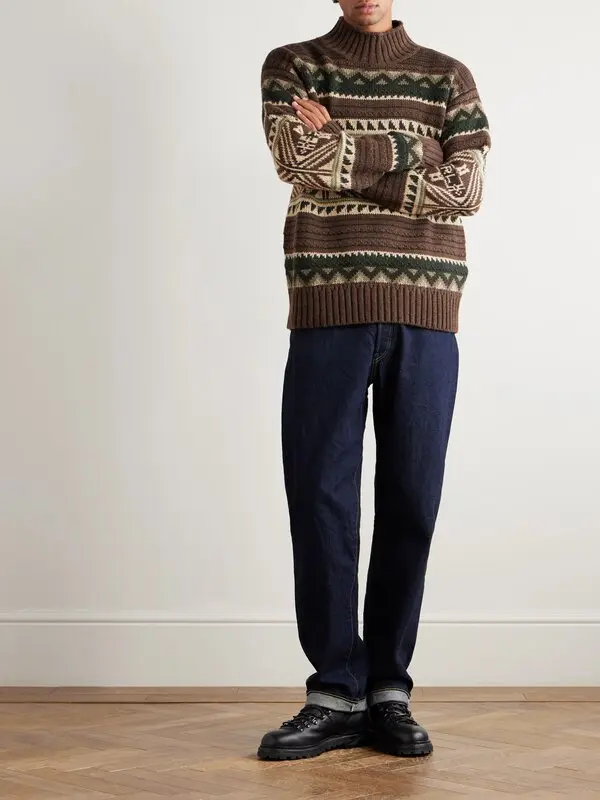 Polo Ralph Lauren Cotton-blend Jacquard Mock-neck Sweater