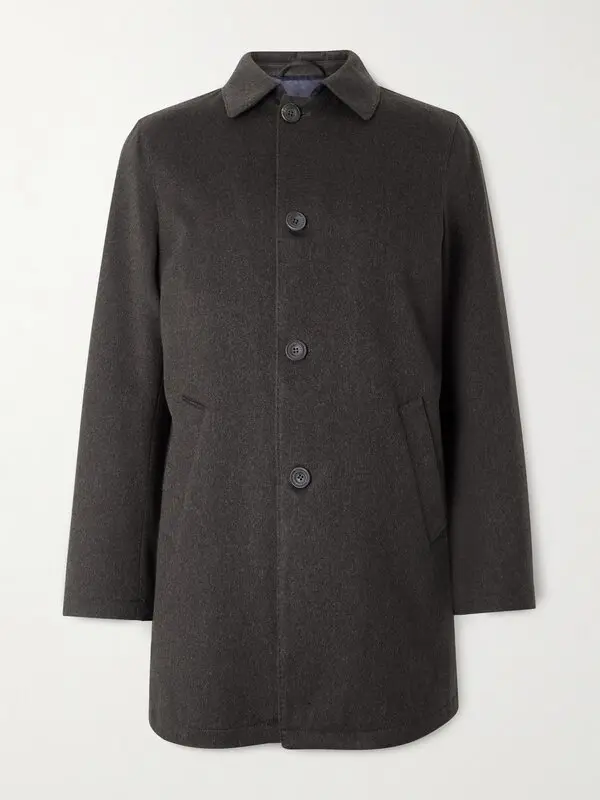 Rubinacci Suede-trimmed Brushed Cashmere Coat