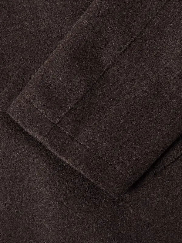 Rubinacci Suede-trimmed Brushed Cashmere Coat