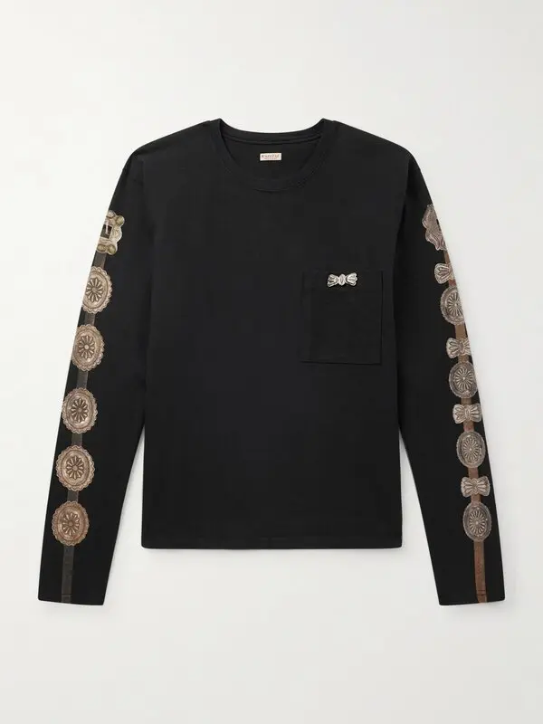 Kapital Dense Appliquéd Printed Cotton-jersey T-shirt