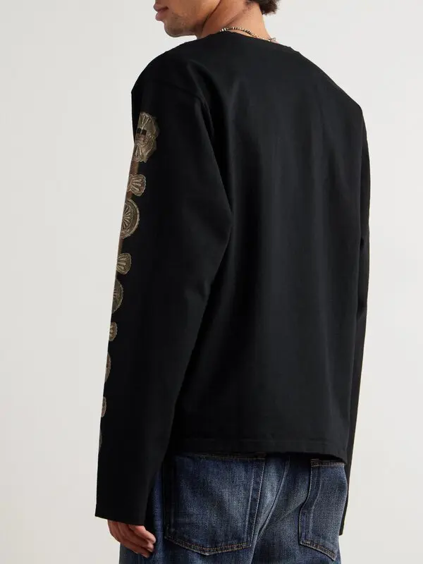 Kapital Dense Appliquéd Printed Cotton-jersey T-shirt
