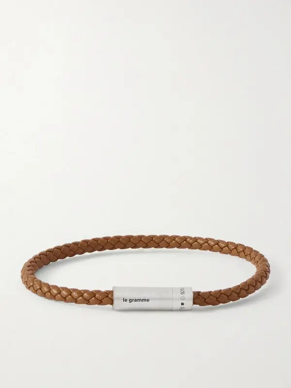Le Gramme 7g Sterling Silver And Woven Leather Bracelet - Brown