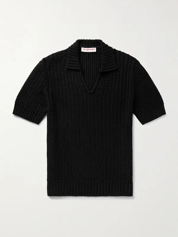 Orlebar Brown Textured-knit Organic Cotton Polo Shirt