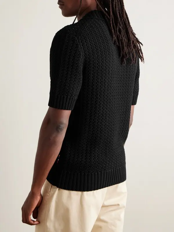 Orlebar Brown Textured-knit Organic Cotton Polo Shirt