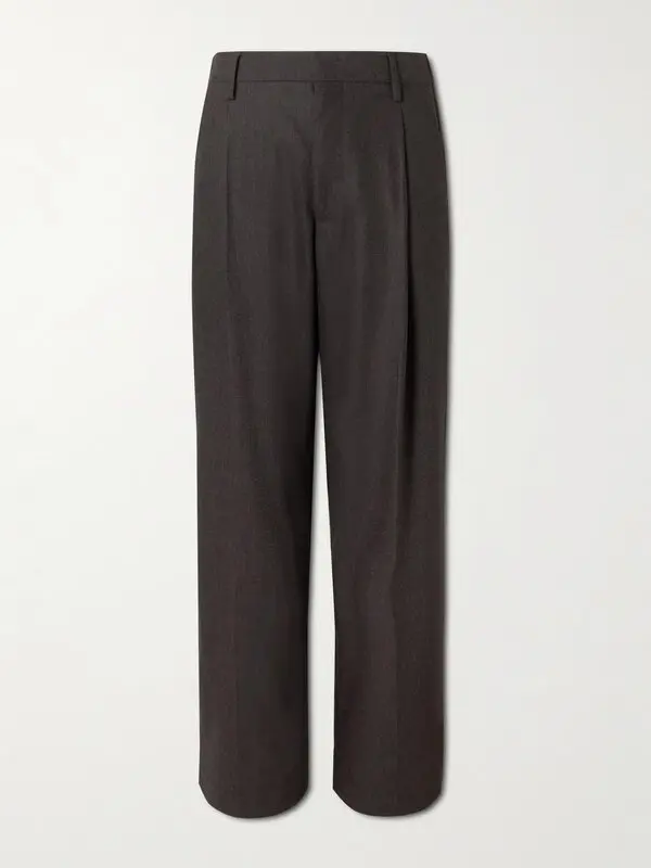 Nn07 Kay Straight-leg Pleated Woven Trousers - Brown