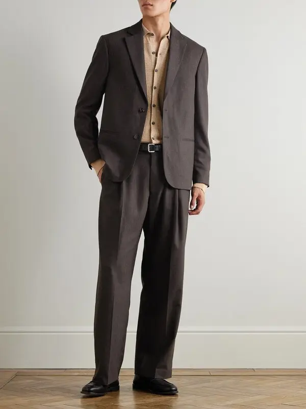 Nn07 Kay Straight-leg Pleated Woven Trousers - Brown