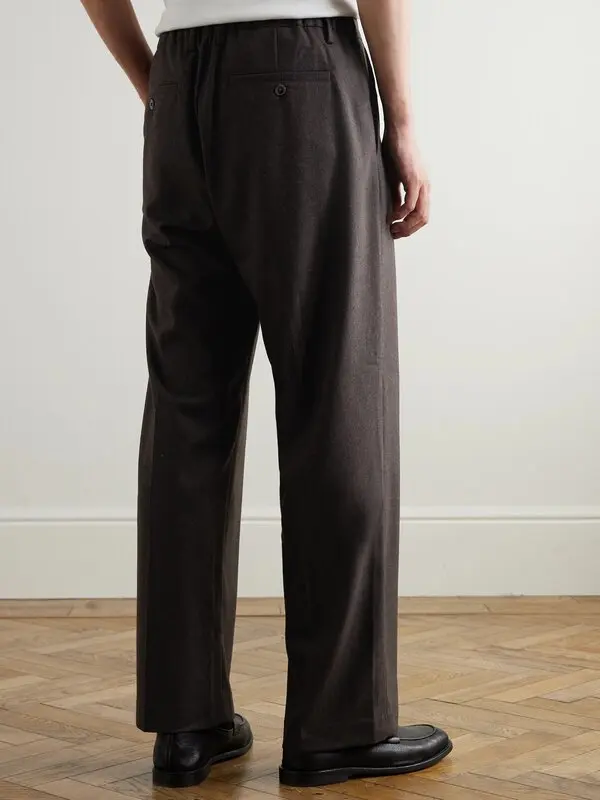 Nn07 Kay Straight-leg Pleated Woven Trousers - Brown