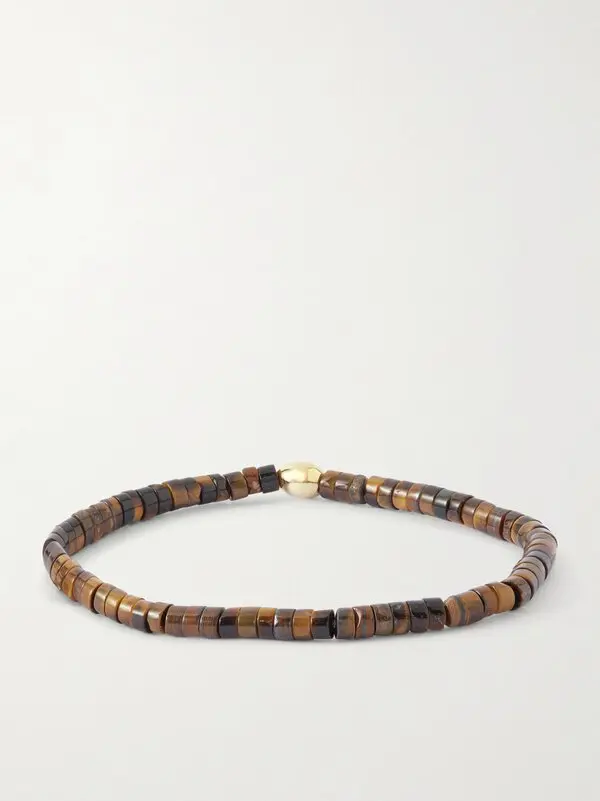 Luis Morais 14-karat Gold, Diamond And Tiger's Eye Bracelet
