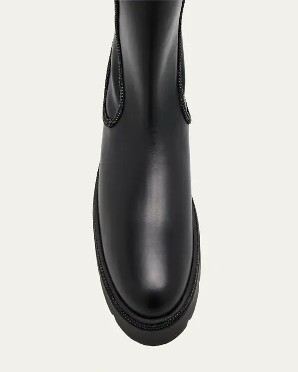 Rene Caovilla 50mm Strass Leather Combat Boots