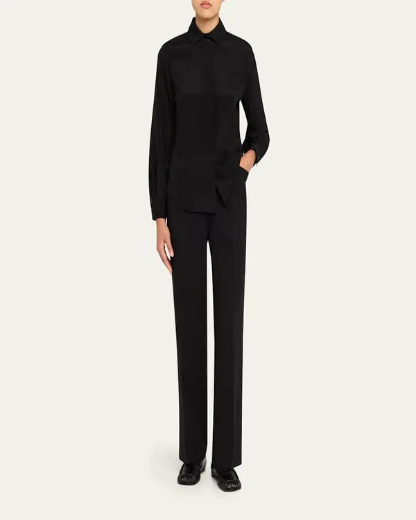 Lafayette 148 New York Reade Straight Leg Wool-blend Pants