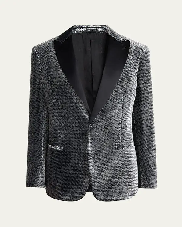 Giorgio Armani Velvet-effect Peak Lapel Dinner Jacket - Black Beauty
