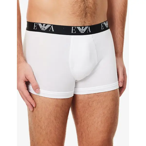Emporio Armani Branded-waistband Pack Of Three Cotton-jersey Boxer Briefs - White/white/white
