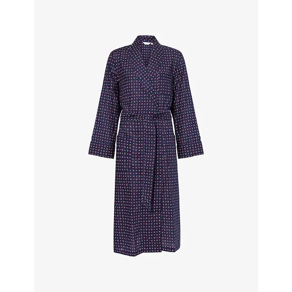 Derek Rose Nelson Cotton Robe - Navy