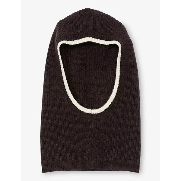 Sandro Ribbed Wool Balaclava - Brown