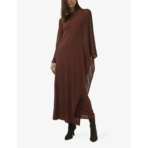 LEEM Asymmetric-sleeve Knitted Maxi Dress