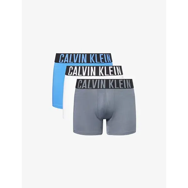 Calvin Klein Intense Power Pack Of Three Stretch-jersey Boxer Briefs - Turb,wht,iris Bliss