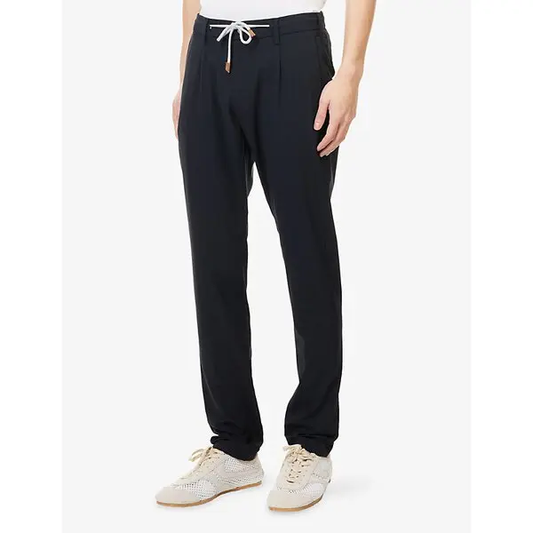 Eleventy Iconic Drawstring-waist Wool Blend Joggers