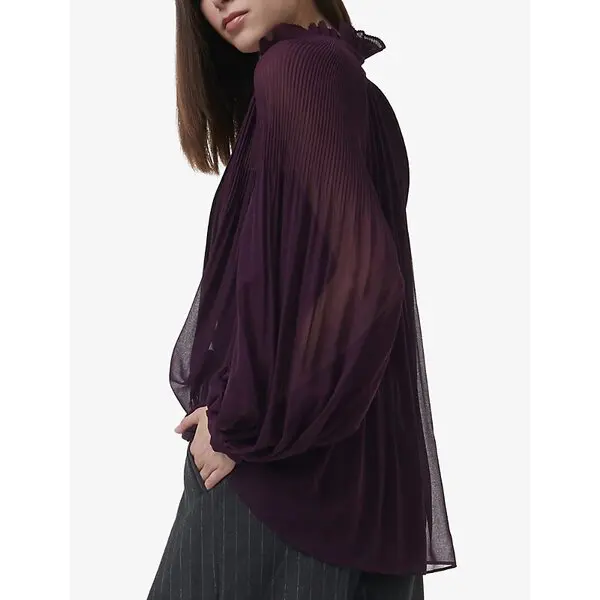LEEM Pleated Sheer Woven Blouse