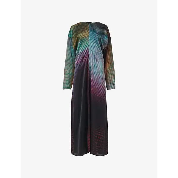 LEEM Printed Batwing-sleeve Woven Maxi Dress