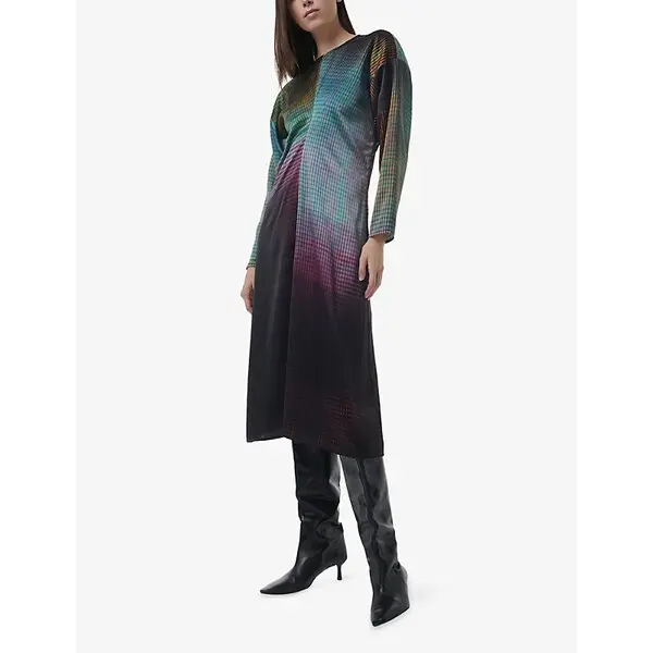 LEEM Printed Batwing-sleeve Woven Maxi Dress